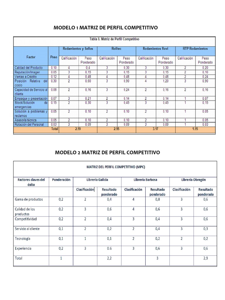 Modelos de Matriz de Perfil Competitivo | PDF