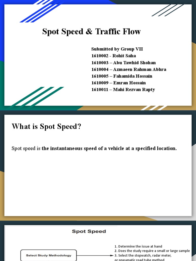 Spot Speed and Traffic Flow | PDF | Traffic | Speed Limit