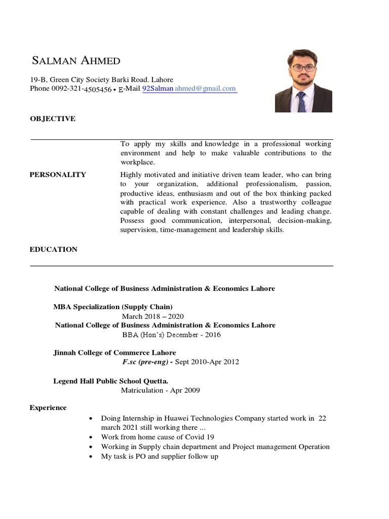 Salman Ahmed CV | PDF | Communication | Business