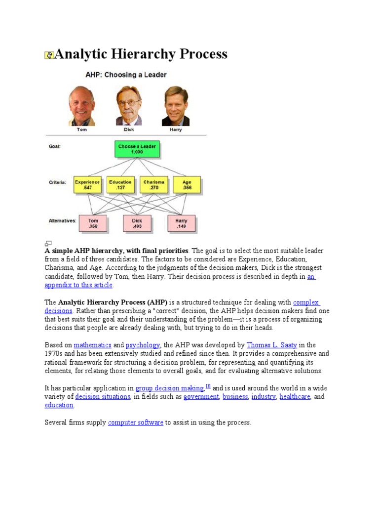 Analytic Hierarchy Process | PDF | Cognition | Business