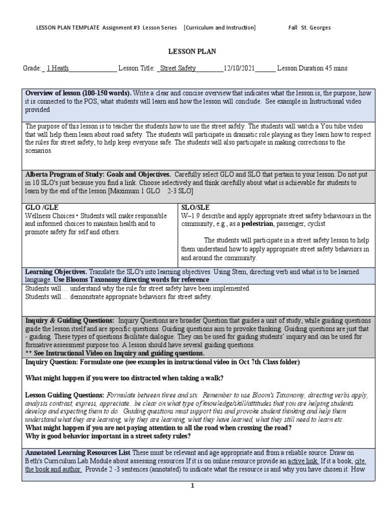 Lesson Road Saftey | Download Free PDF | Lesson Plan | Teachers