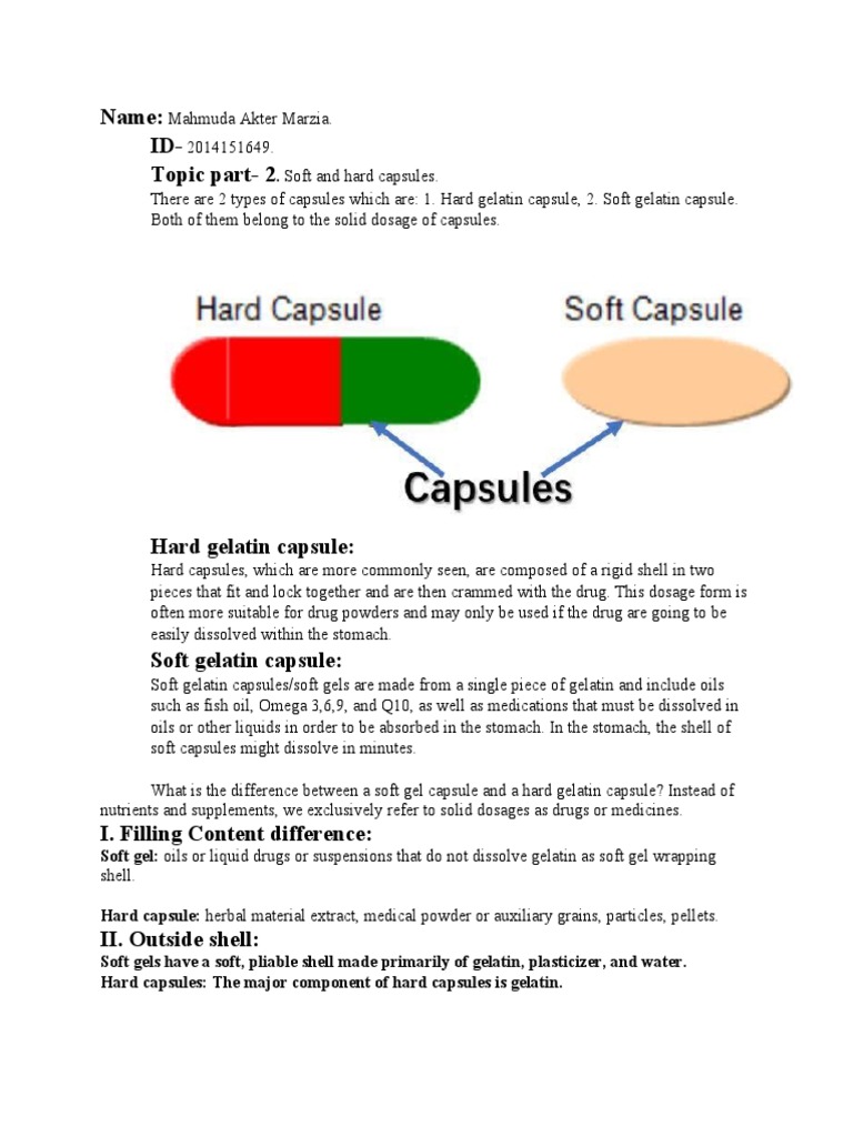 Differences Between Hard and Soft Capsules | PDF | Pharmaceutical ...