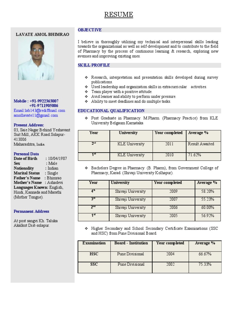 Resume of Amol New00 | PDF