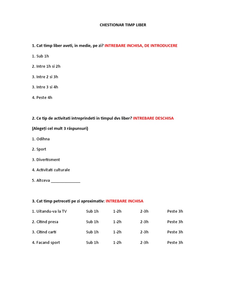 Chestionar Rau | PDF