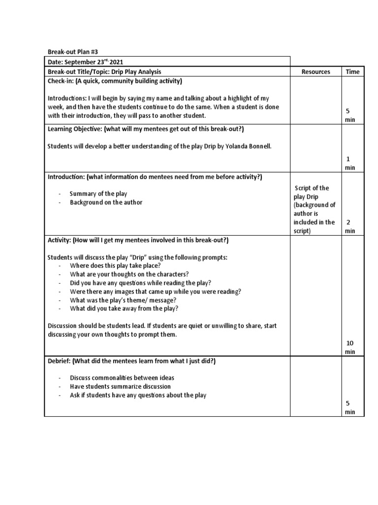 Break-Out Plan 3 Annika Desando | PDF | Cognition | Communication