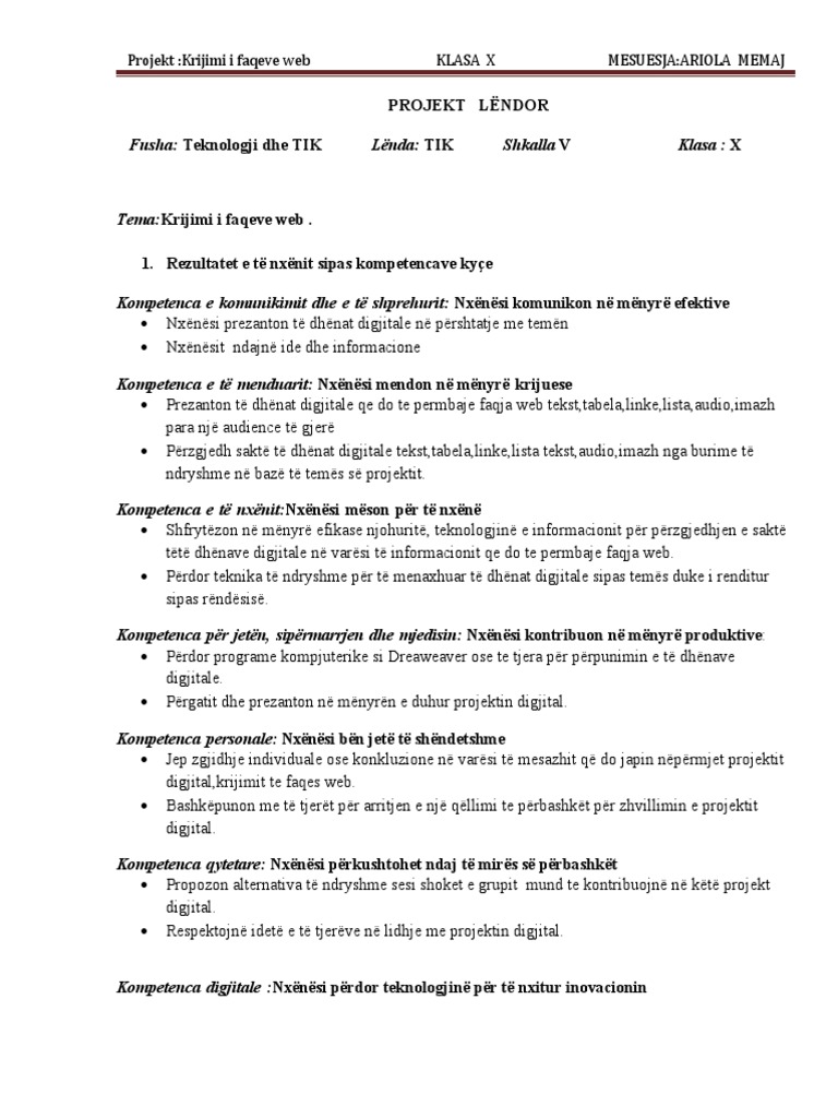 Projekti Klasa X | PDF