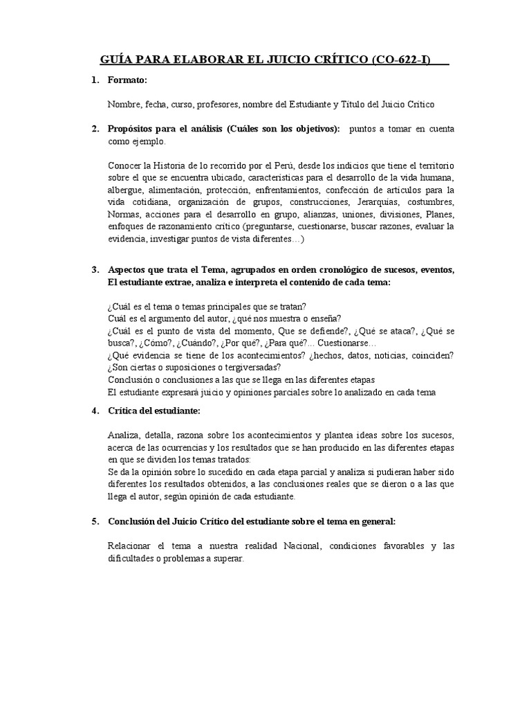 Guia para Elaborar El Juicio Critico - 2021-II - Co622-I | PDF ...