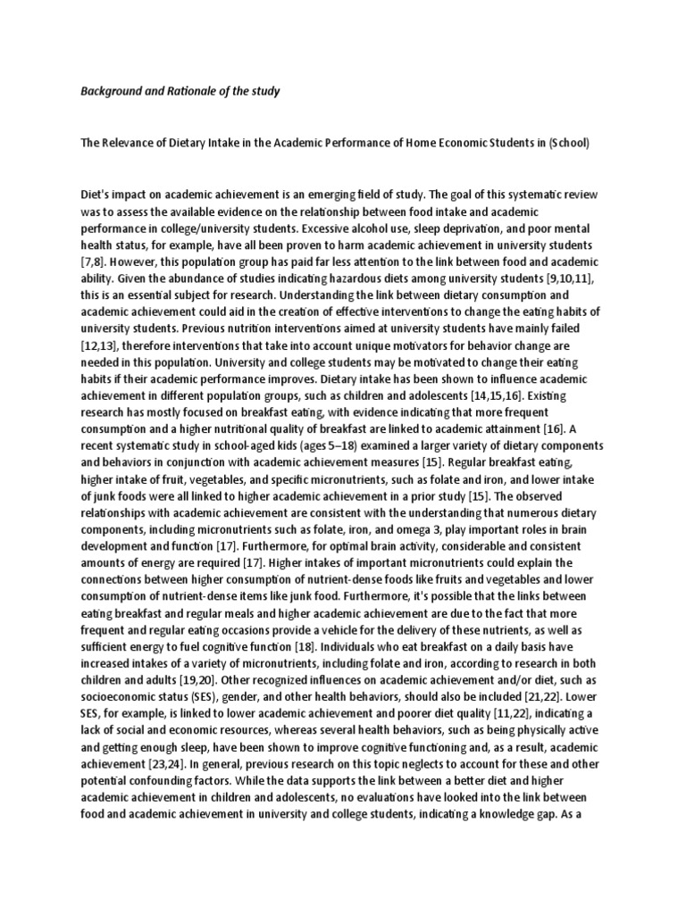 Background and Rationale of The Study | PDF | Diet & Nutrition | Diet ...