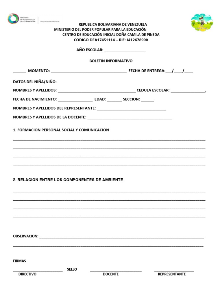 Boletin Informativo Preescolar 2021-2022 | PDF | Ciencias sociales