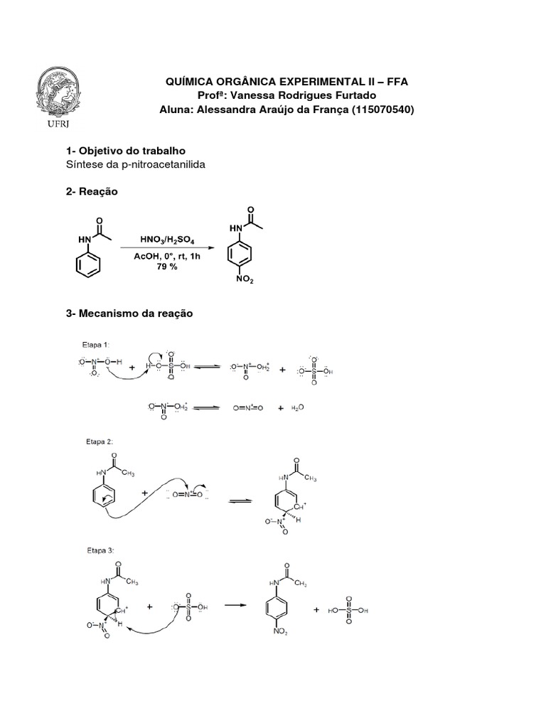 Planejamento - P-Nitroacetanilida (CORRIGIDO) | PDF | Ácido sulfúrico ...