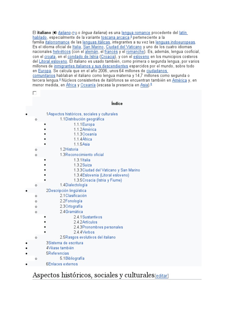 El Idioma Italiano | PDF | Idioma italiano | Italia