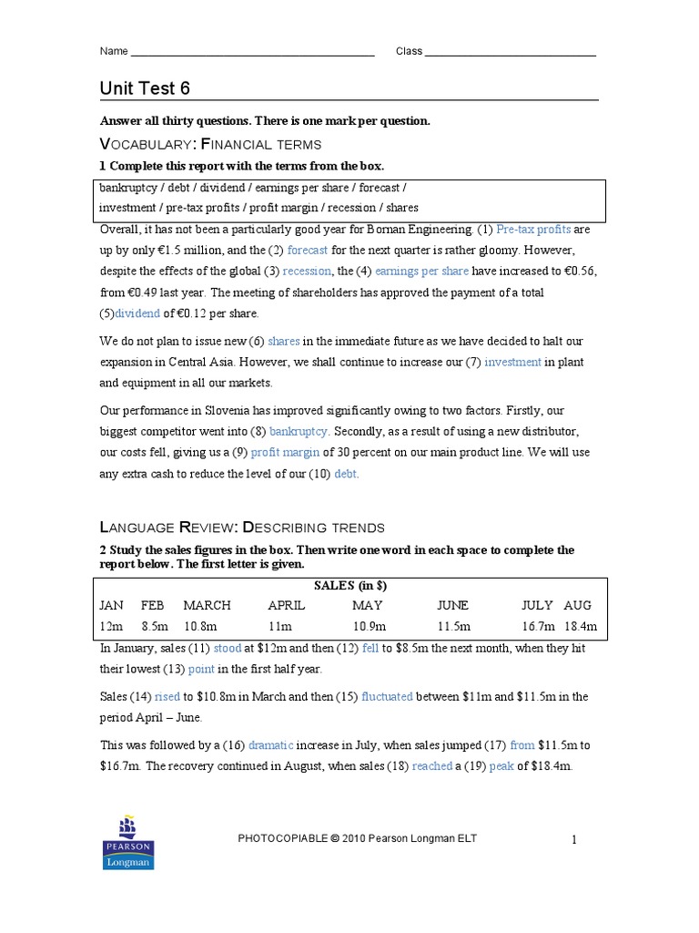 Unit Test 6 | PDF | Dividend | Economies