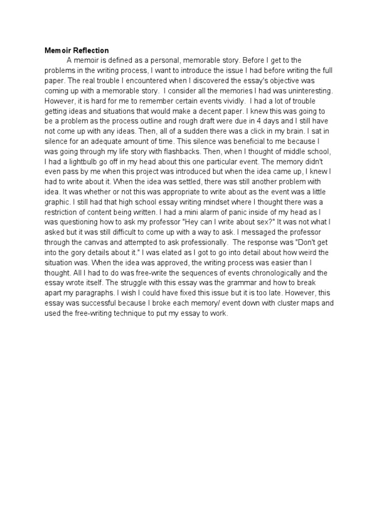 Memoir Reflection Portfolio | PDF | Language Arts & Discipline