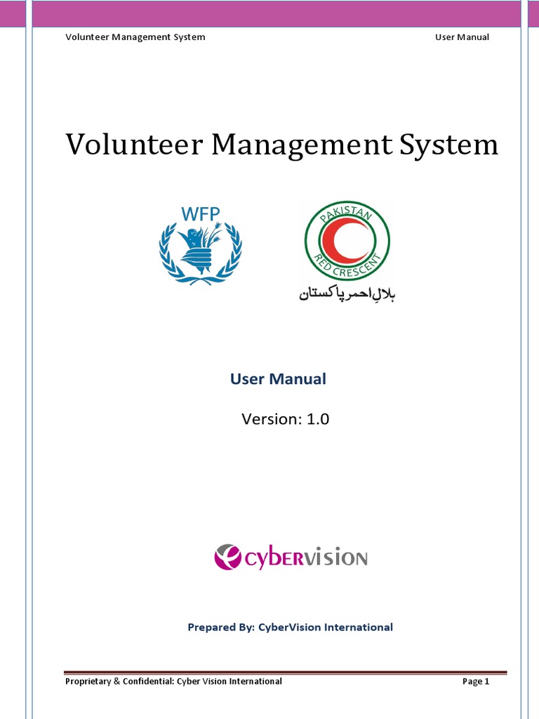 Volunteer Management System: User Manual | PDF | Proprietary Software | User (Computing)