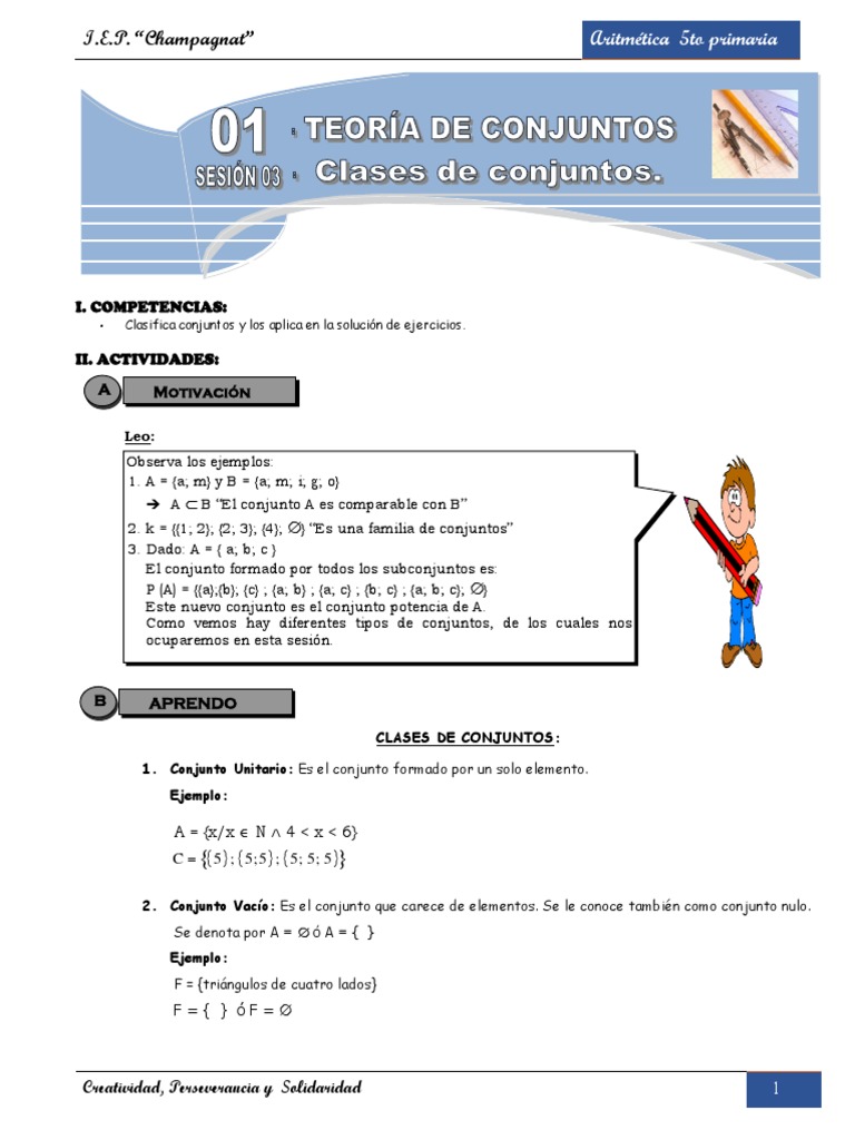 Clasificación y tipos de conjuntos en aritmética | PDF | Conjunto ...