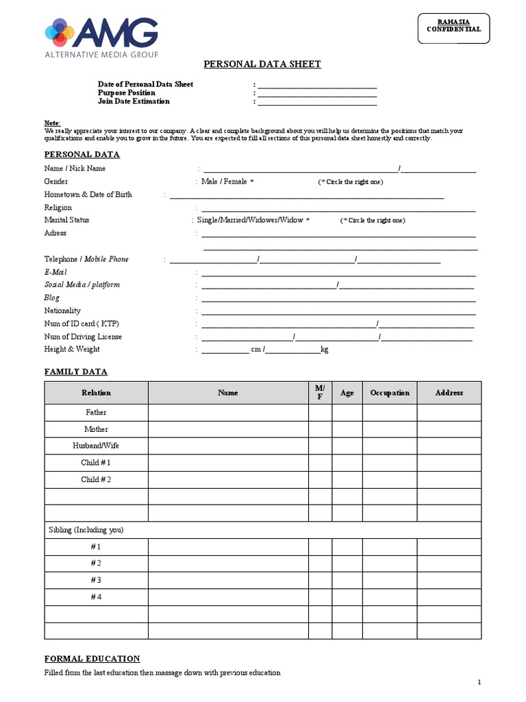 AMG Candidate Form | PDF | Internship | Job Hunting