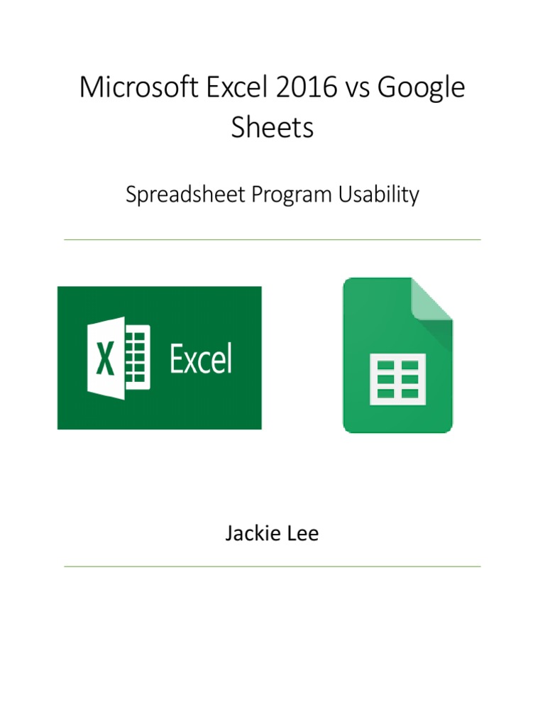 Microsoft Excel 2016 Vs Google Sheets Final | Download Free PDF ...