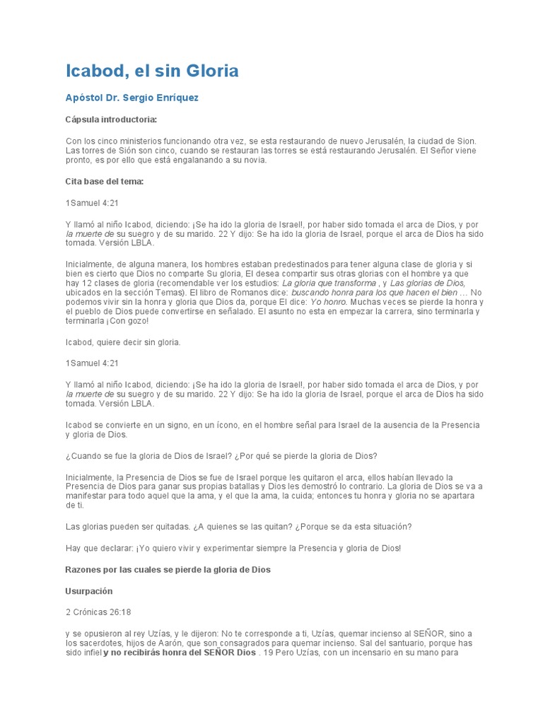 Icabod, El Sin Gloria | PDF | Incienso | Arca de la Alianza