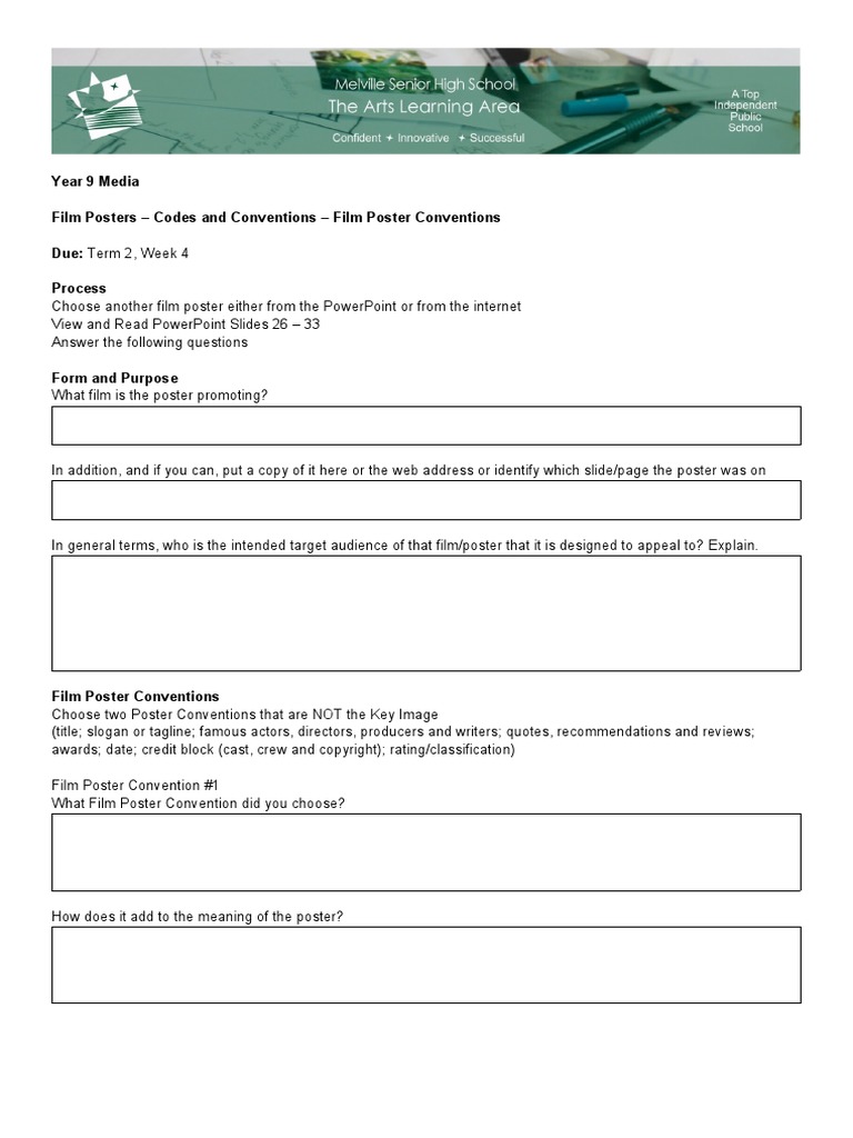 MSHS Media - Film Posters Year 9 - 3 Film Poster Conventions | PDF ...