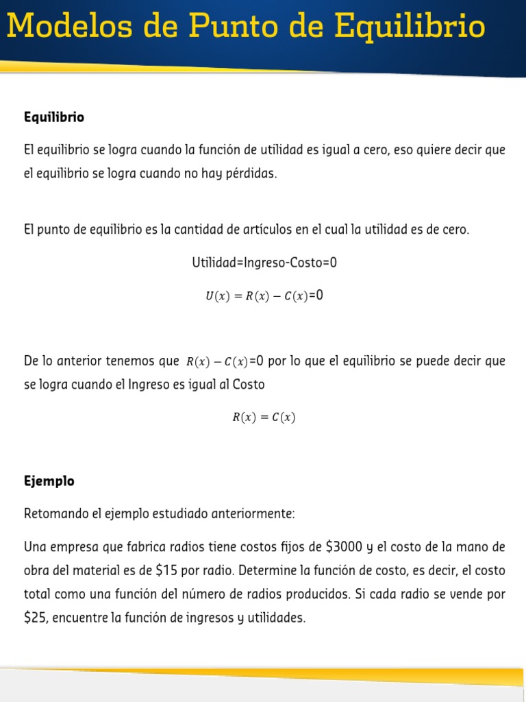 03.-Modelos de Punto de Equilibrio | PDF