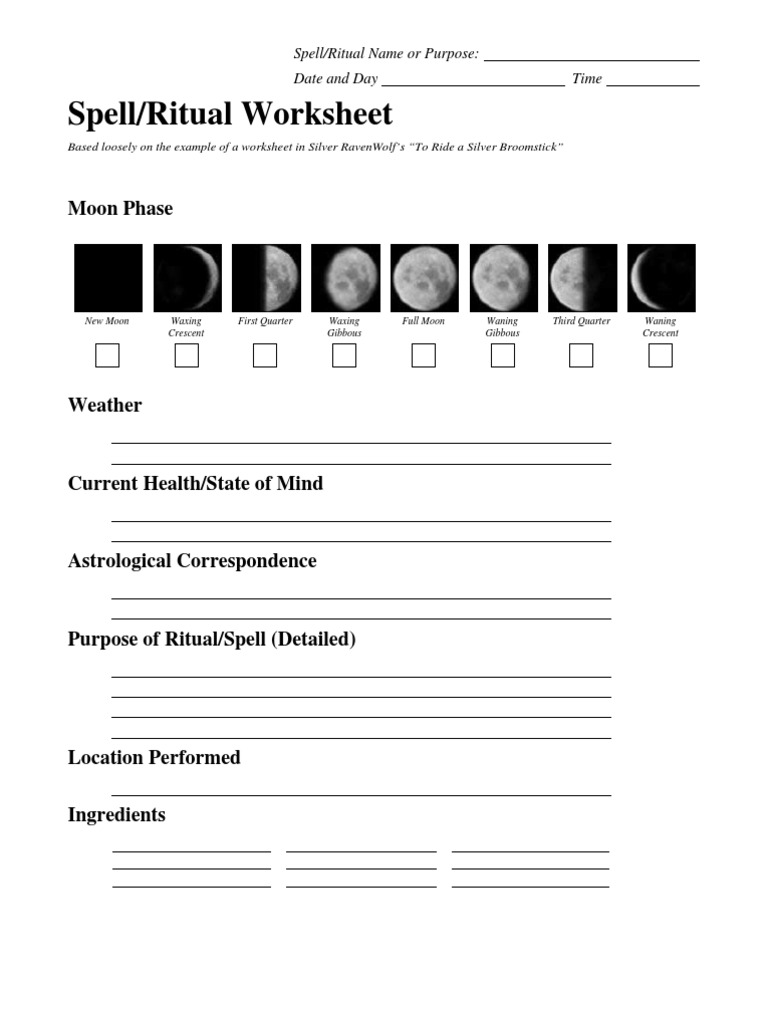 Ritual Worksheet | PDF