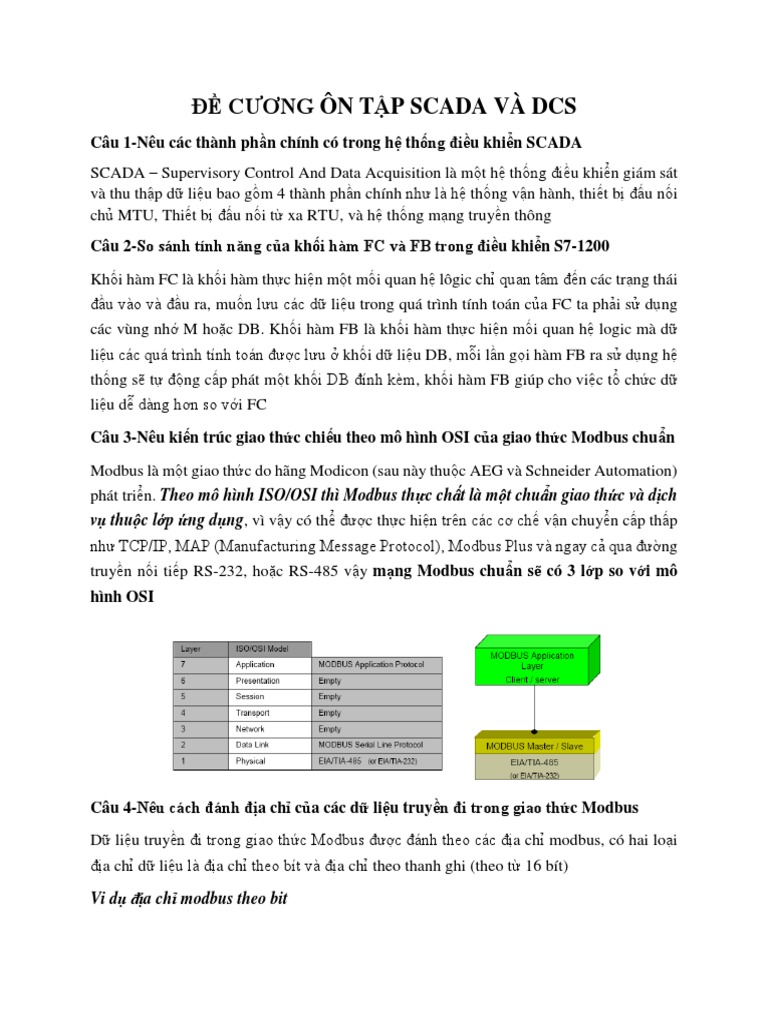De Cuong On Tap Scada DCS | PDF