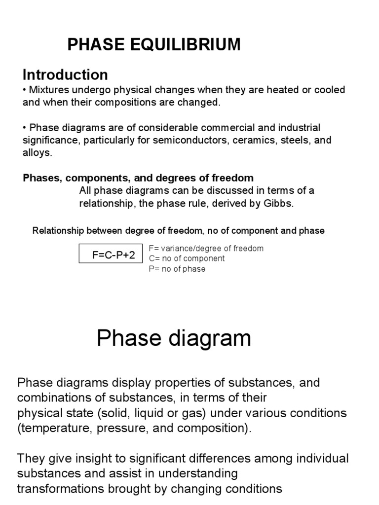Phase Equilibrium: Phases, Components, and Degrees of Freedom | PDF ...