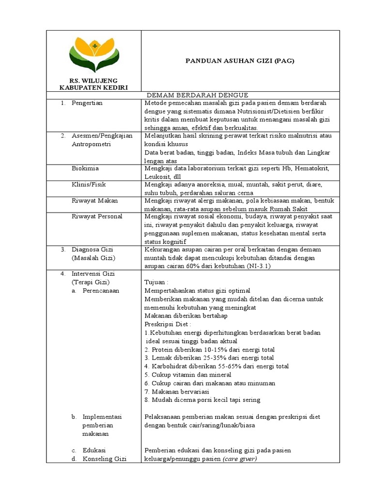Rs. Wilujeng Kabupaten Kediri: Panduan Asuhan Gizi (Pag) | PDF | Kesehatan Holistik