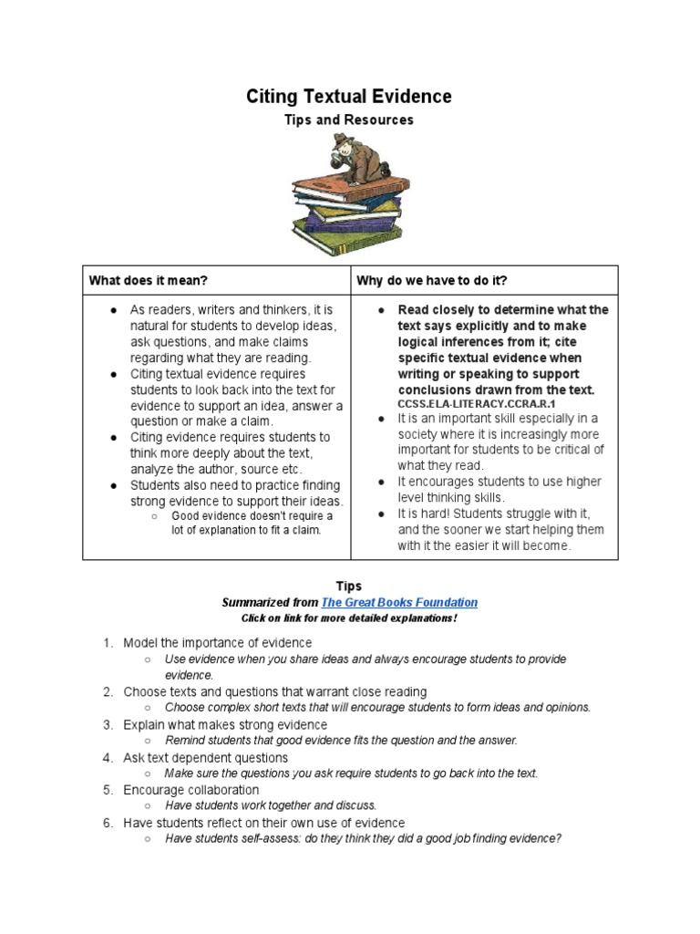 Citing Textual Evidence | PDF | Evidence | Communication