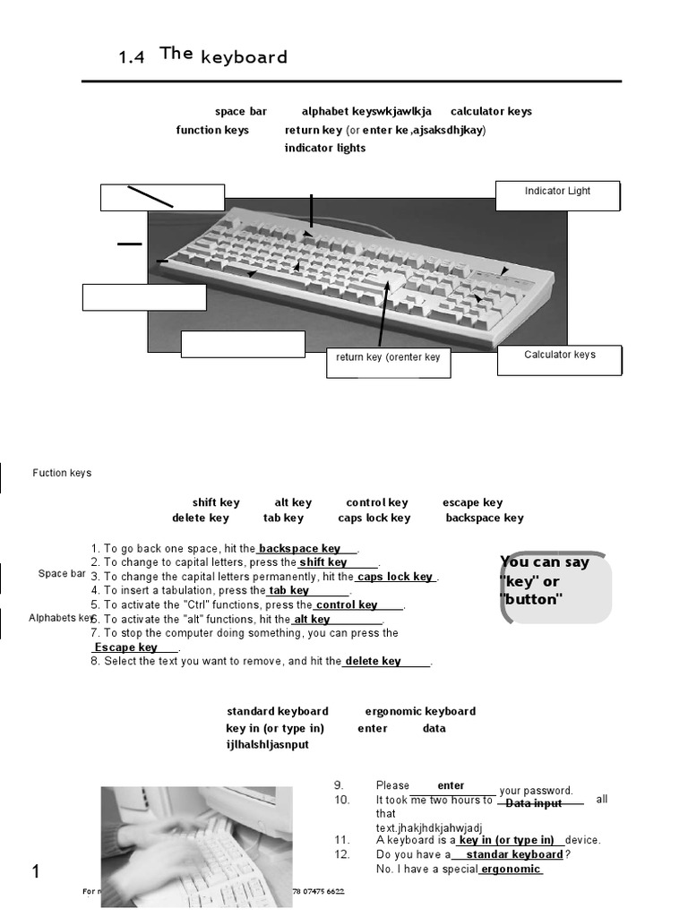 1.4 The Keyboard: Indicator Light | PDF | Image Scanner | Human ...