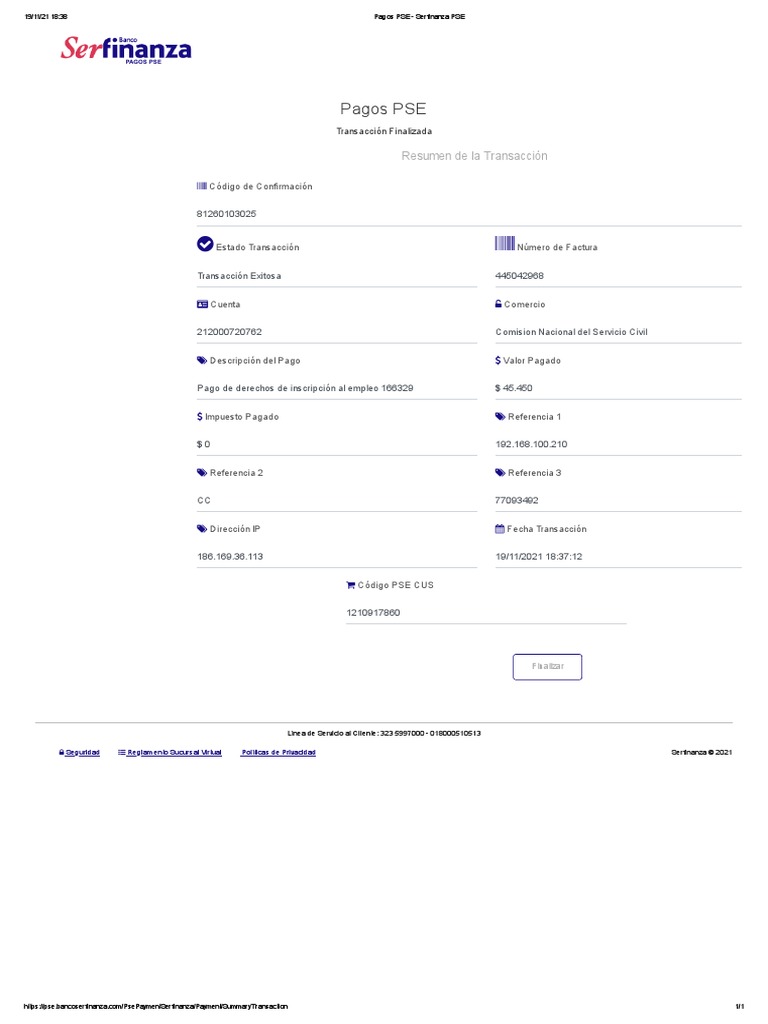 Pagos PSE - Serfinanza PSE | PDF | Business | Industrias de servicio