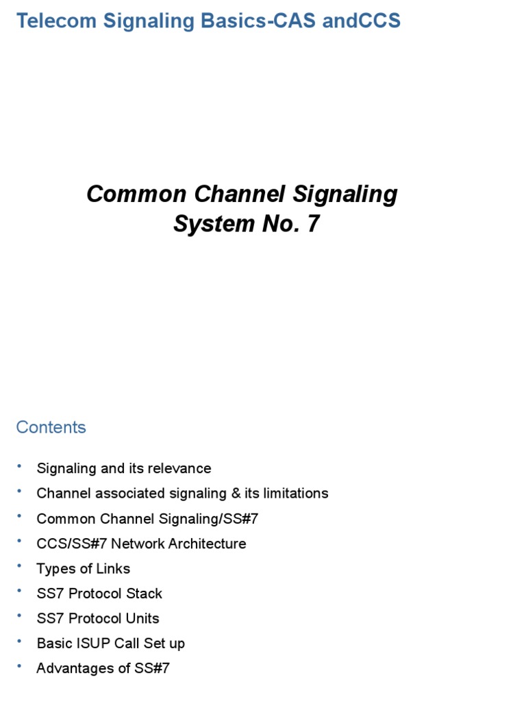 Telecom Signalling Basics - CAS&CCS (SS7) | PDF | Telecommunications | Osi Model