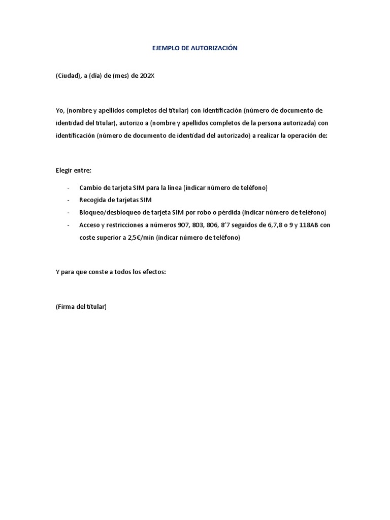 Modelo Autorización | PDF