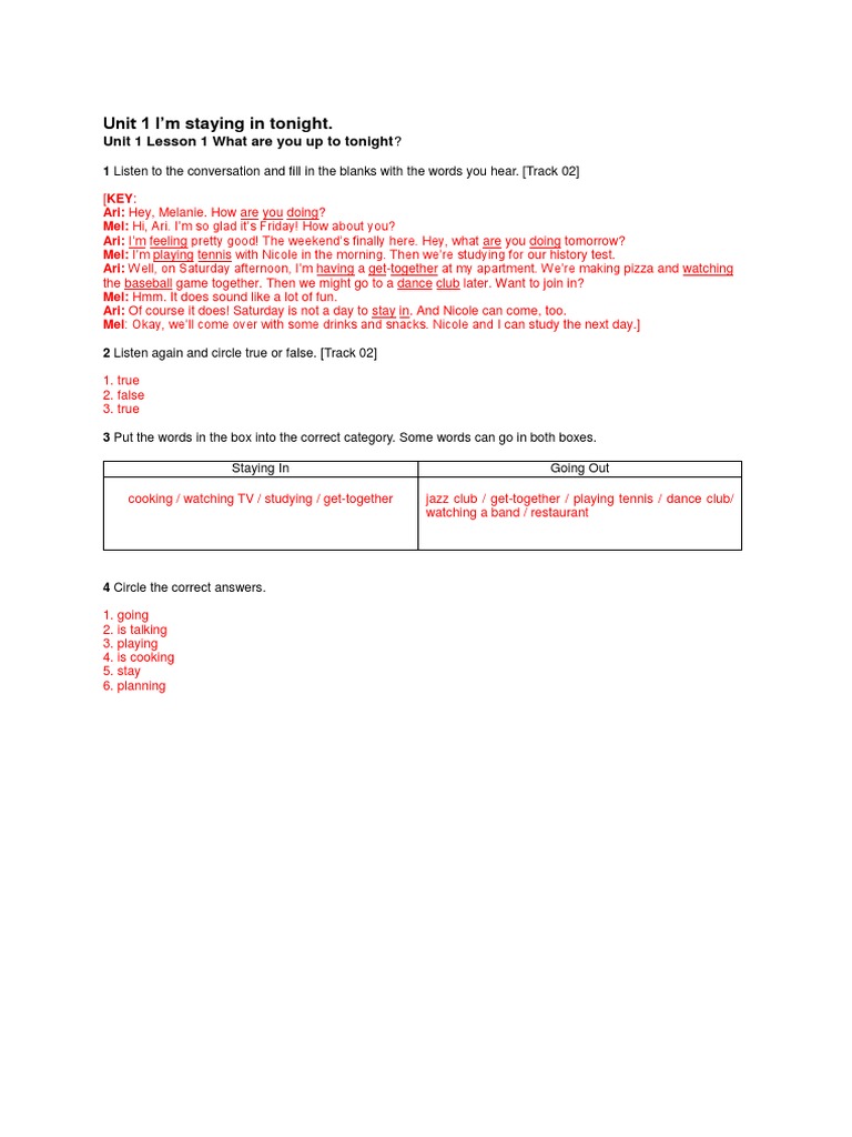 Blueprint - 4 - Workbook - Answer - Key 17 | PDF | Vocabulary | Reading ...