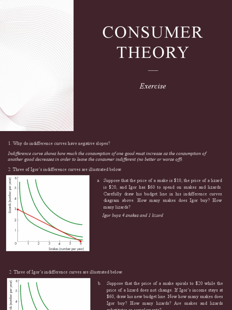 Consumer Theory Exercise | PDF | Economics | Economies