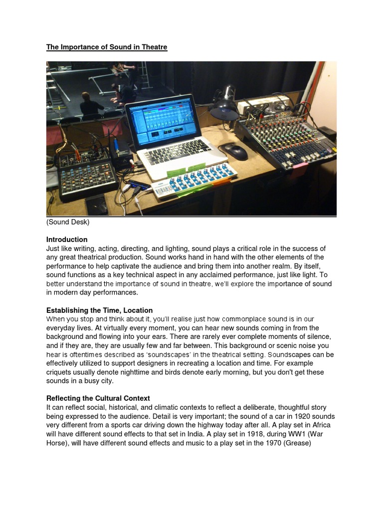 The Role of Sound in Theatre | PDF | Theatre | Sound