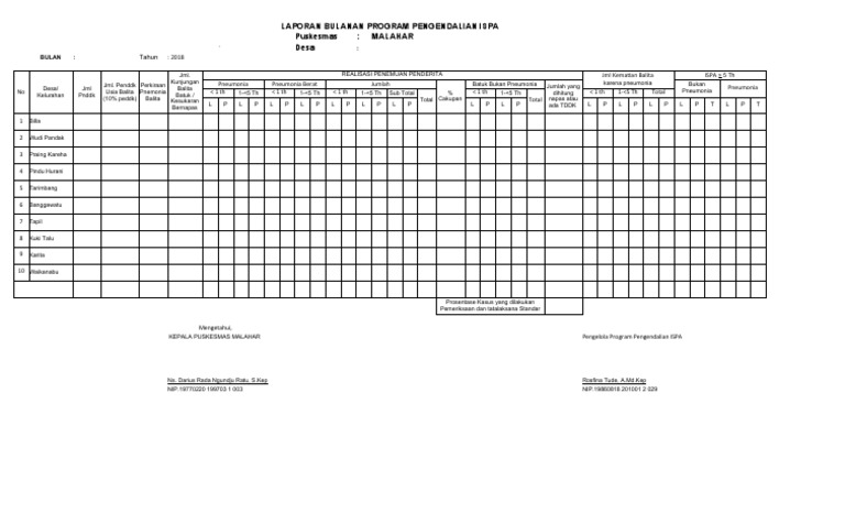 Form RR ISPA Bulanan Puskesmas | PDF