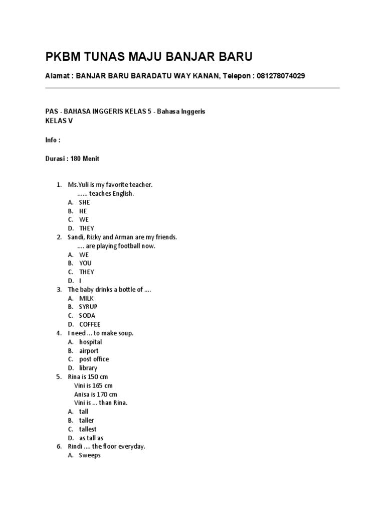 Soal Ulangan Paket B Pdf Indonesia