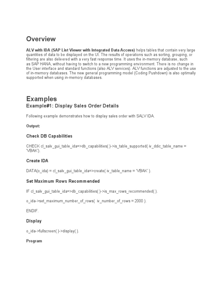 ALV With IDA (In Detail) | Download Free PDF | Method (Computer Programming) | Class (Computer ...