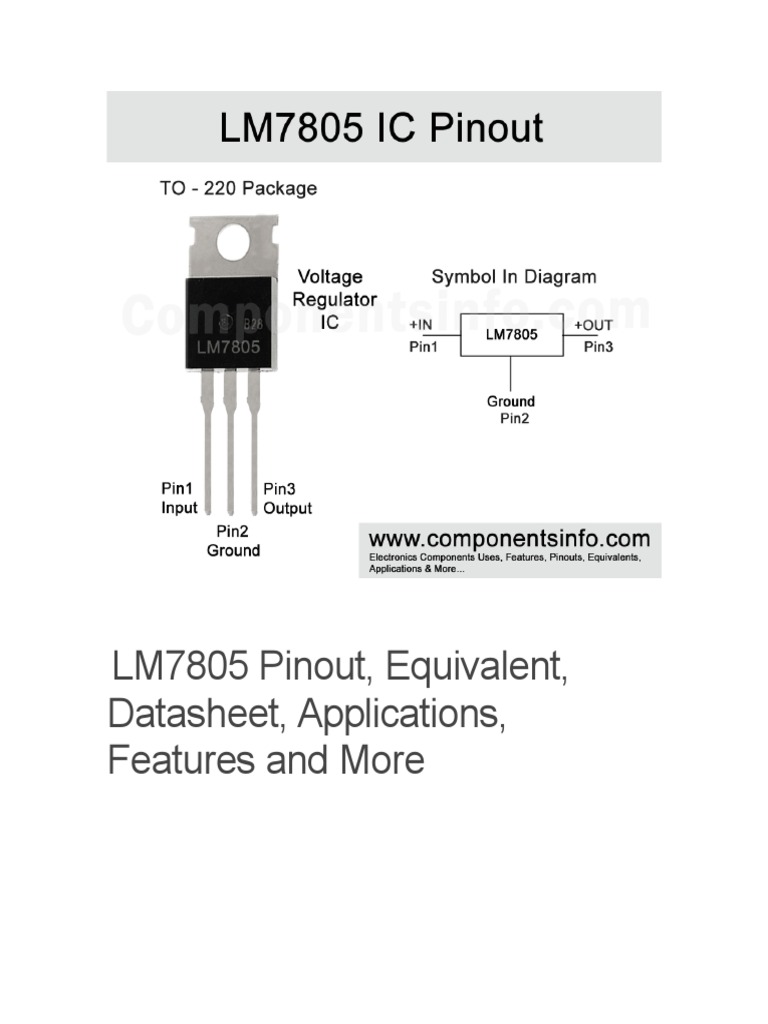LM7805 Pinout, Equivalent, Datasheet, Applications, Features and More | PDF