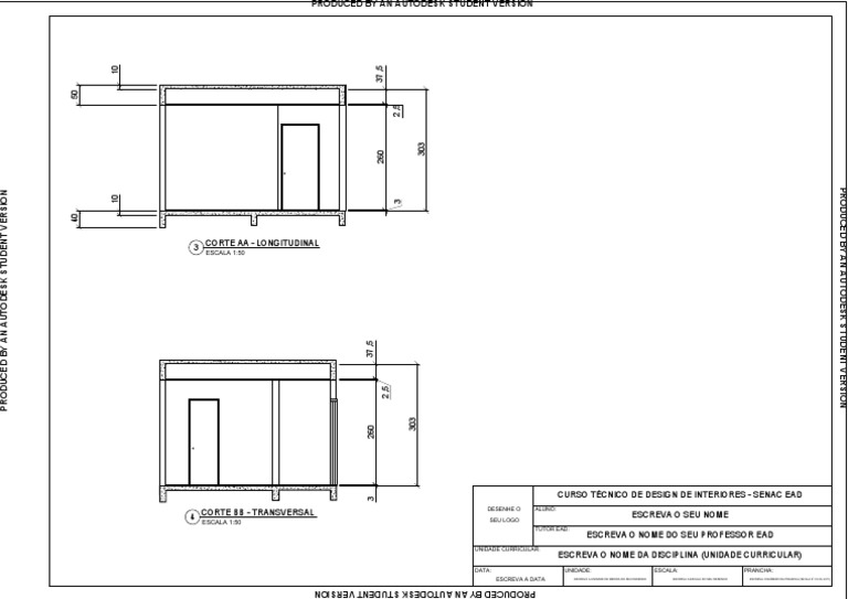 Desenho técnico de cortes de projeto de interiores | PDF