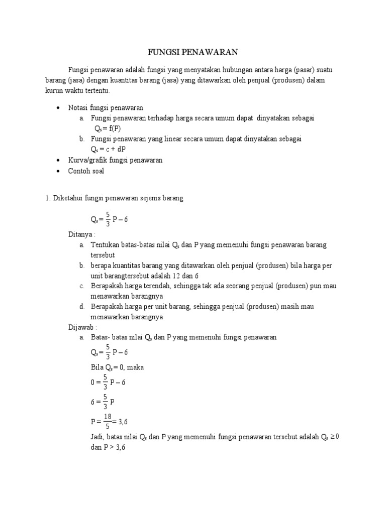 Fungsi Penawaran | PDF | Metode & Bahan Ajar