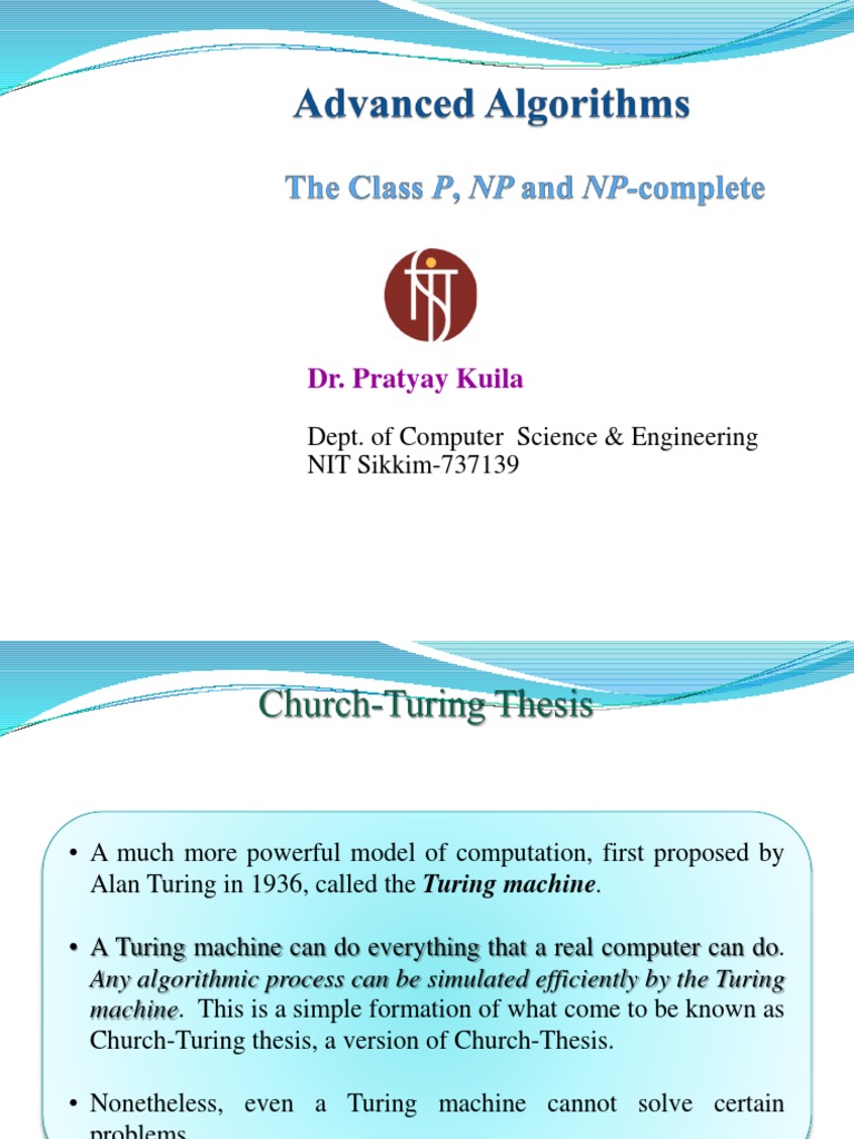 The Class P Np And Np Complete Pdf Time Complexity Computational Complexity Theory