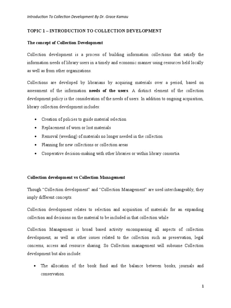 TOPIC 1 - Introduction To Collection Development | PDF | Libraries ...