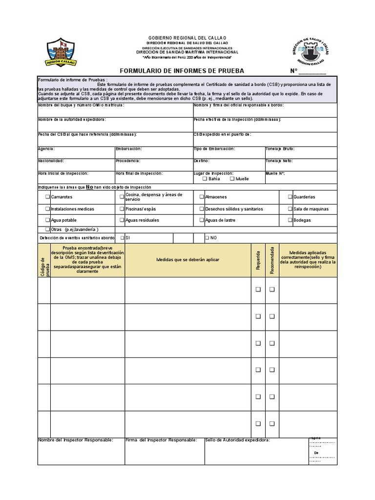 Formulario de Informe de Pruebas | PDF