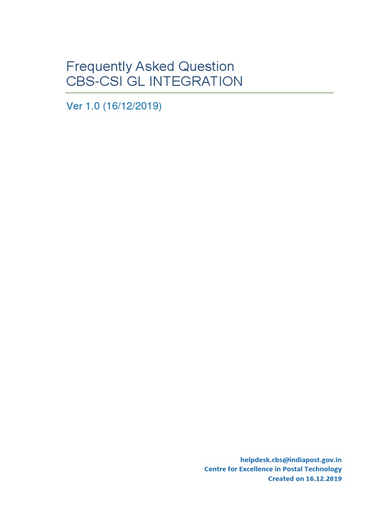 CBS-CSI GL Integration FAQs | PDF | Cheque | Debit Card