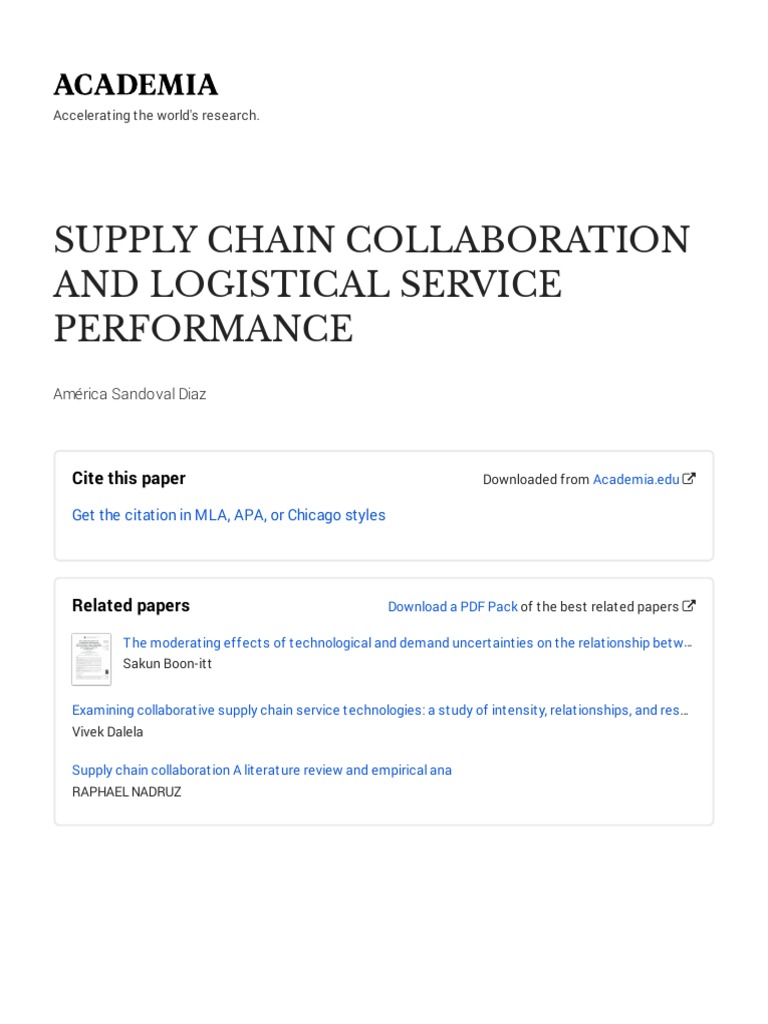 SUPPLY CHAIN COLLABORATION AND LOGISTICAL SERVICE PERFORMANCE Stank ...