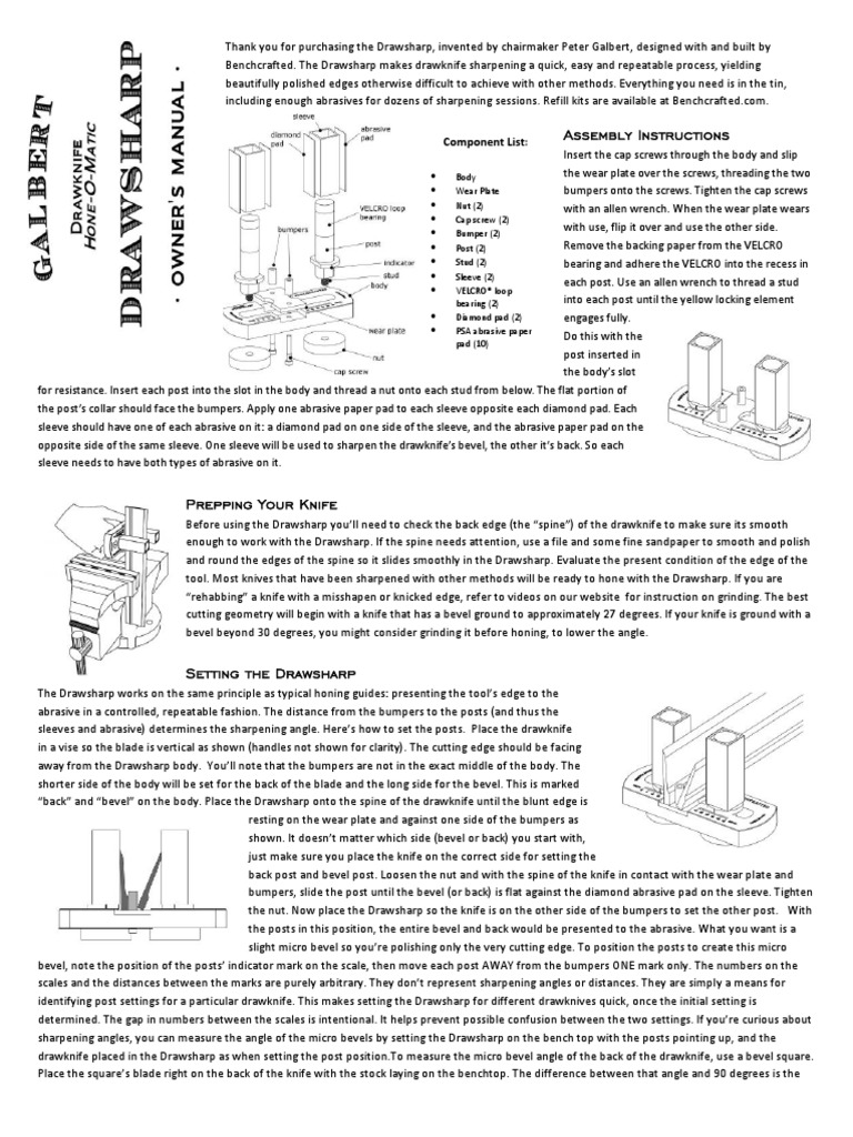 Galbert Drawsharp Instructions-BC0215 | PDF | Abrasive | Knife