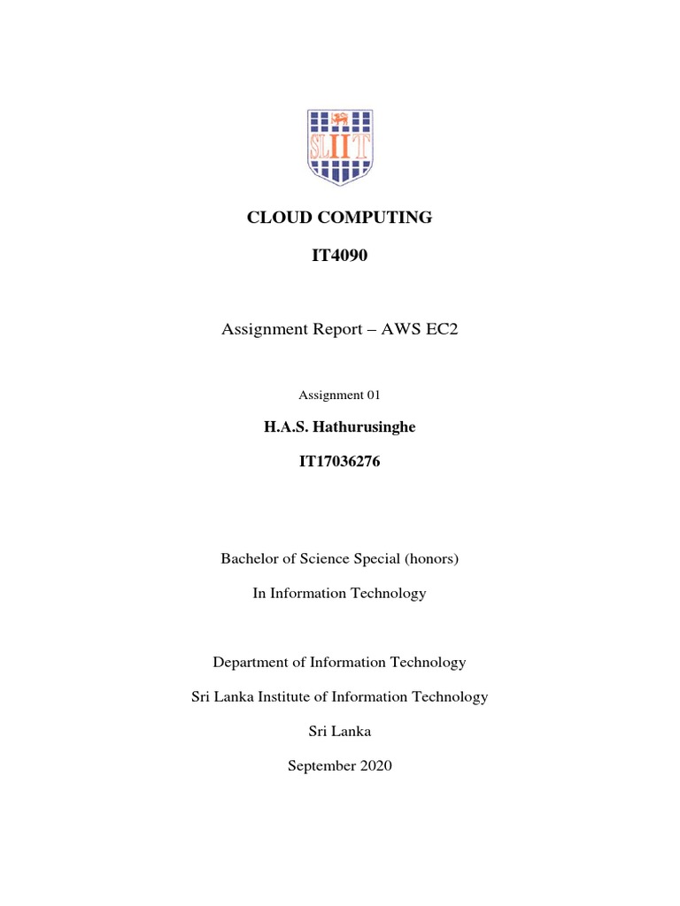 Cloud Computing IT4090: Assignment Report - AWS EC2 | PDF