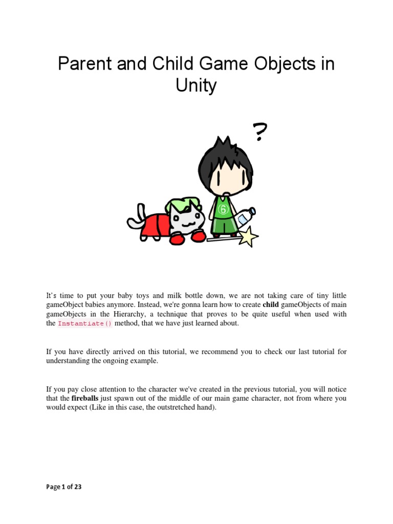 Parent and Child Game Objects in Unity | PDF | Parameter (Computer Programming) | Force
